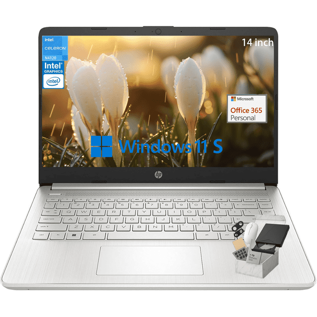 HP Stream 14" HD Laptop, Intel Celeron N4120 Processor, Intel UHD Graphics 600, 1 Year Microsoft ...
