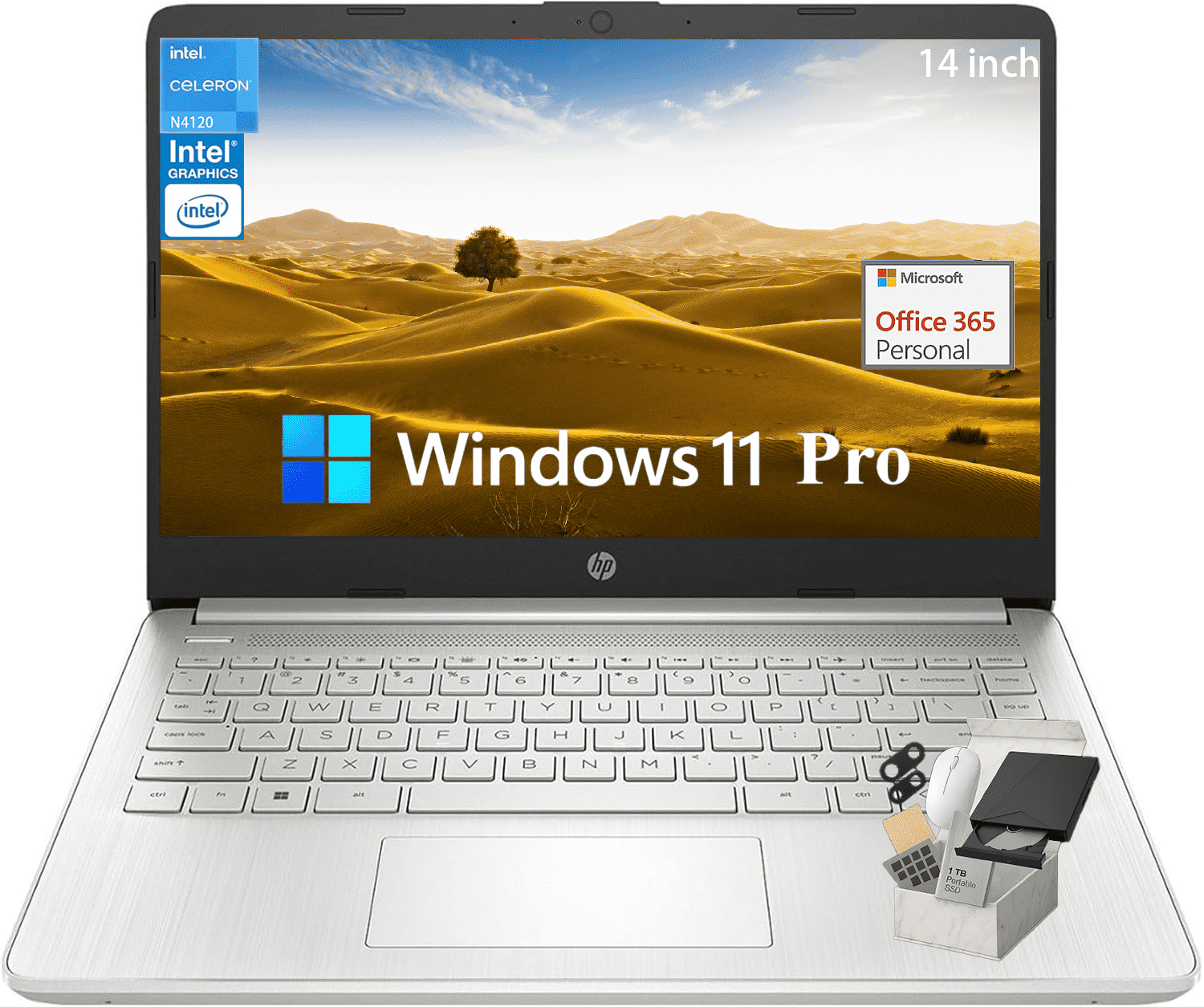 HP Stream 14" HD Laptop, Intel Celeron N4120 Processor, Intel UHD ...