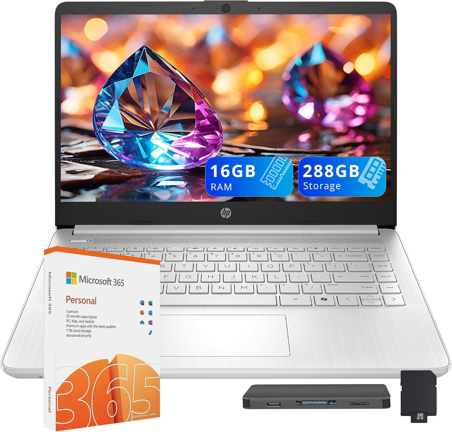 HP Stream 14" HD Laptop, Intel Processor N150, 16GB RAM, 288GB Storage ...