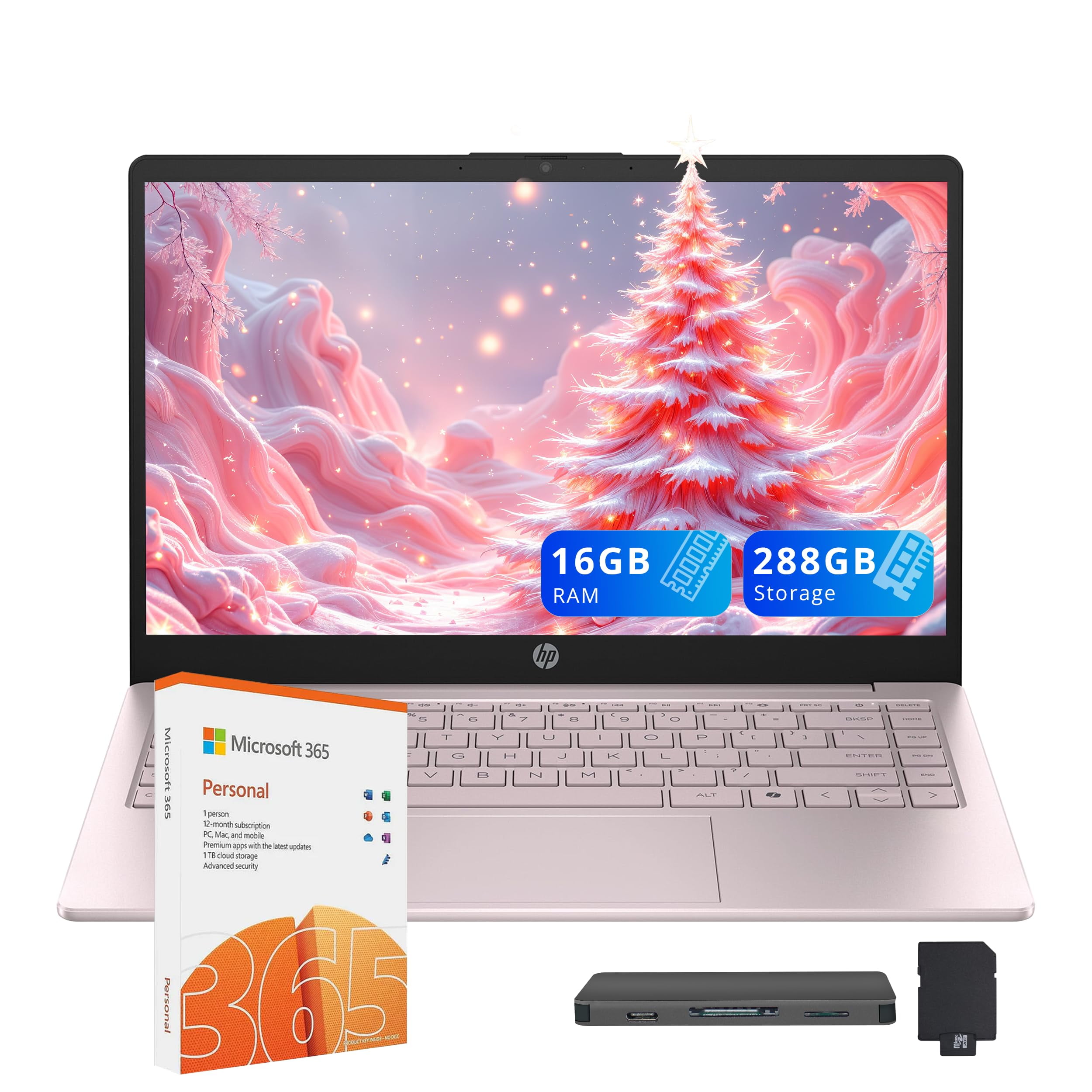 HP Stream 14" HD Laptop, Intel Processor N150, 16GB RAM, 288GB Storage ...