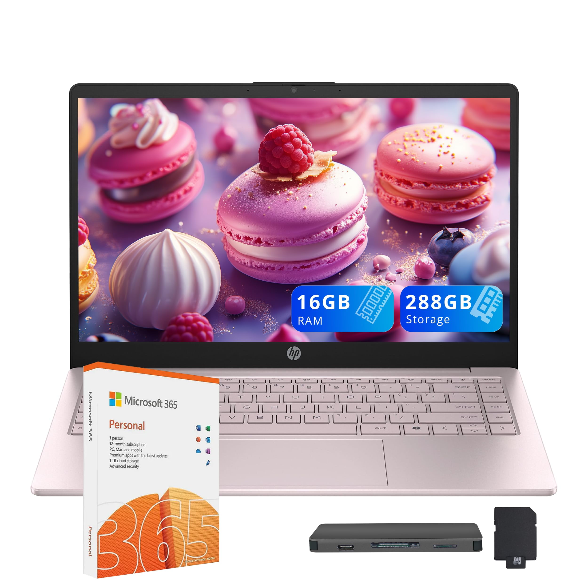 HP Stream 14" HD Laptop, Intel Processor N150, 16GB RAM, 288GB Storage ...
