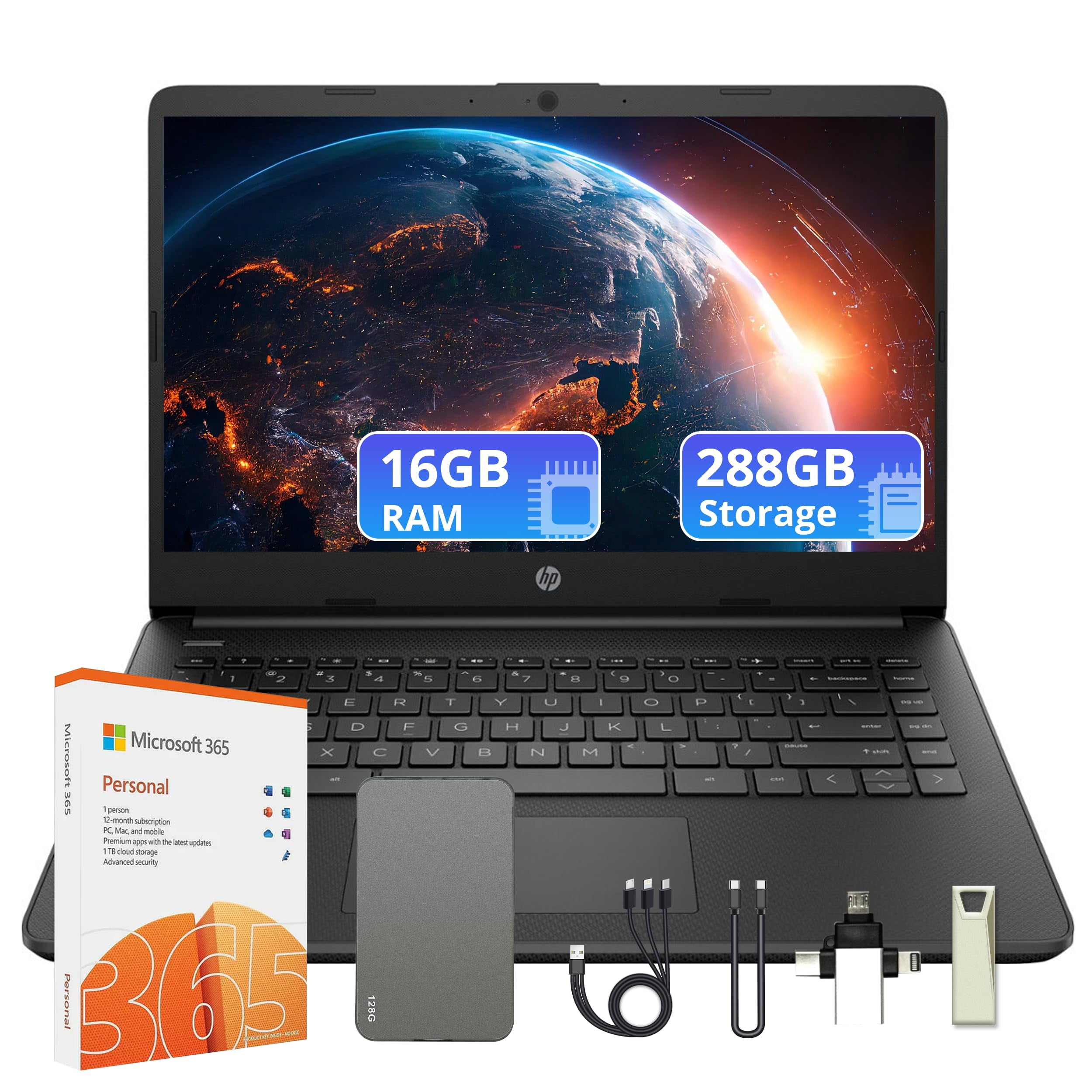 HP Stream 14 Inch Ultral Light Laptop, Intel Quad-Core N4120,16GB RAM ...
