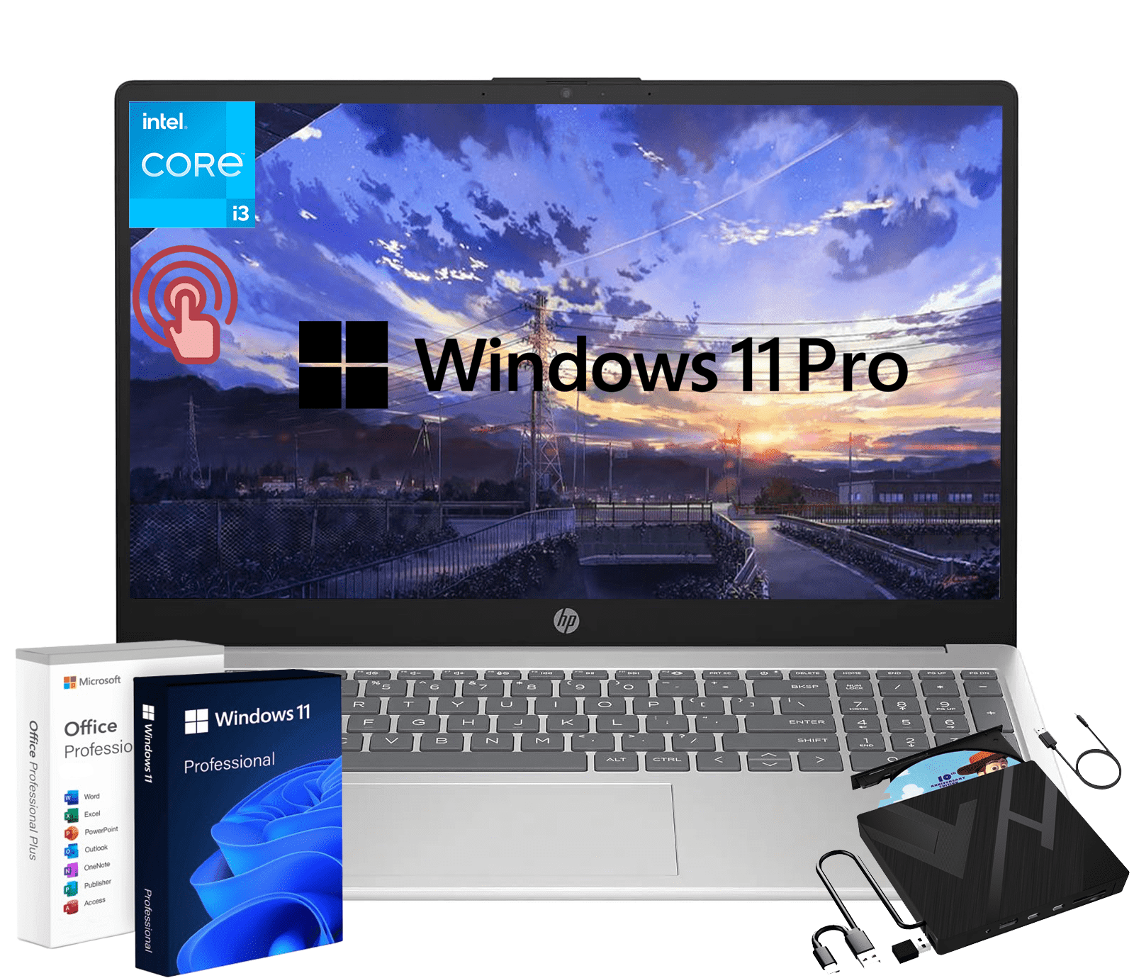 HP Touch-screen Laptop for Business and Student, 15.6" HD Micro-Edge ...