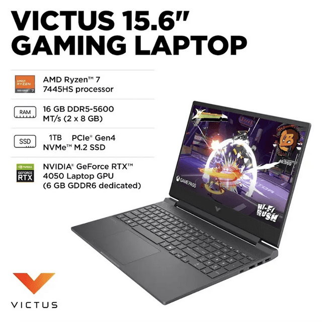 HP - Victus 15.6" 144Hz Full HD Gaming Laptop - AMD Ryzen 7 7445HS - 16GB Memory - NVIDIA ...
