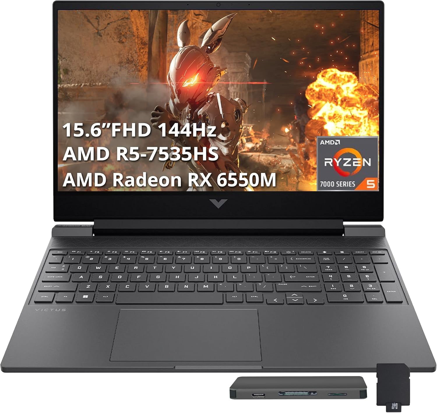 HP Victus 15.6" FHD 144 Hz Gaming Laptop, AMD Ryzen 5-7535HS, 64GB DDR5, 4TB PCIe SSD, AMD ...