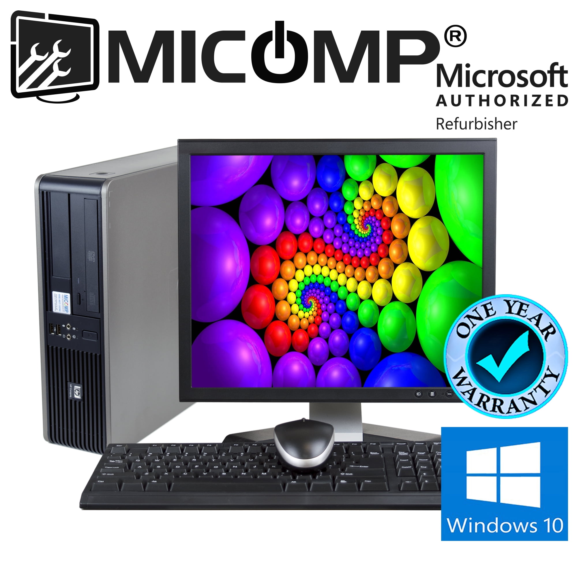 HP Windows 10 Home Desktop Computer PC 2.93Ghz 8GB 250GB DVD 19" LCD ...