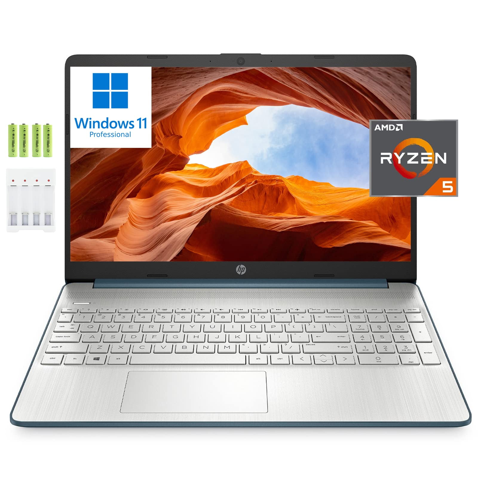 HP [Windows 11 Pro] 15.6" FHD Businesses Laptop, 6-Core AMD Ryzen 5 ...