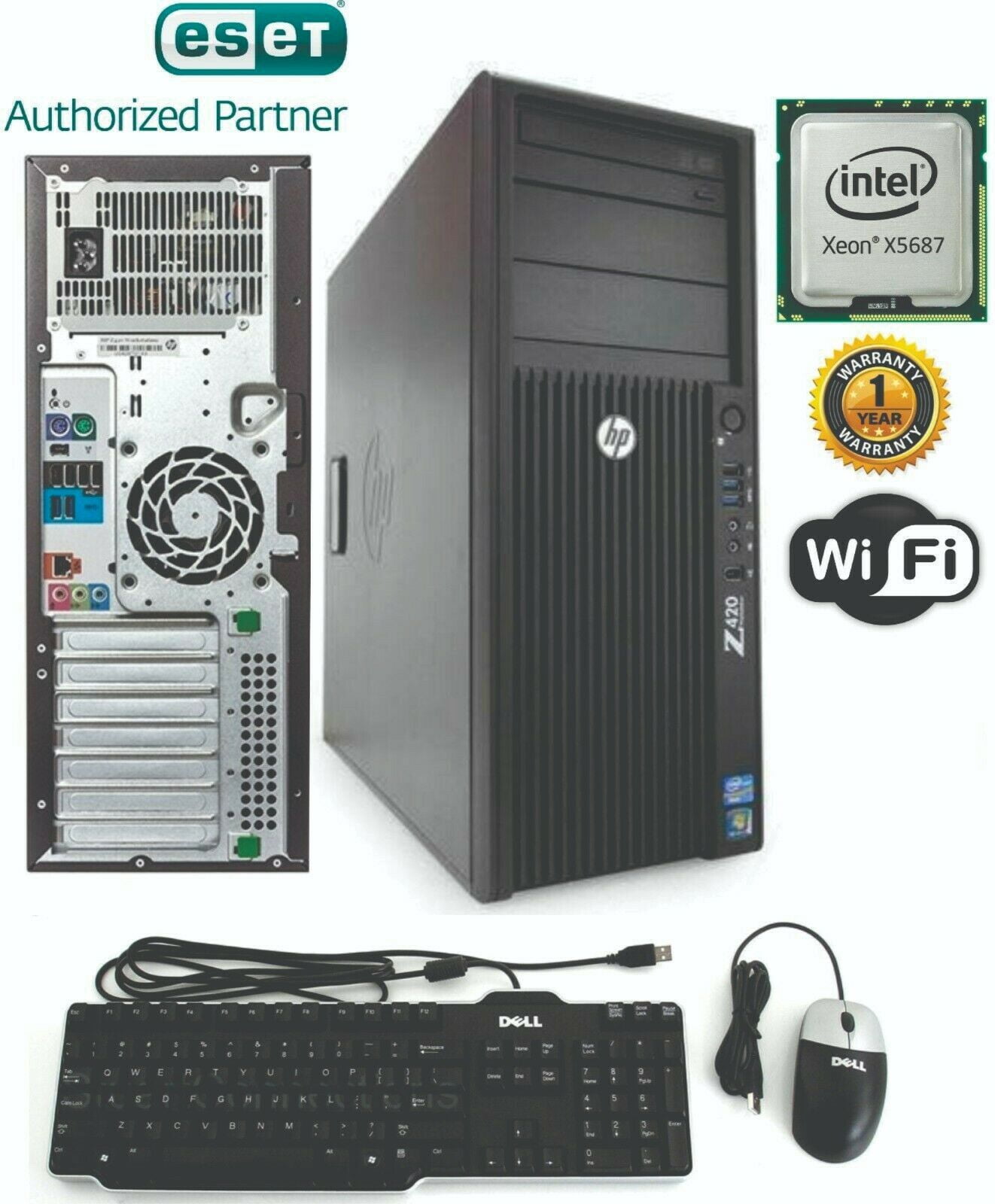 HP Workstation Z420 Tower PC Intel Xeon 3.60GHz 64GB 500GB Windows 10 ...