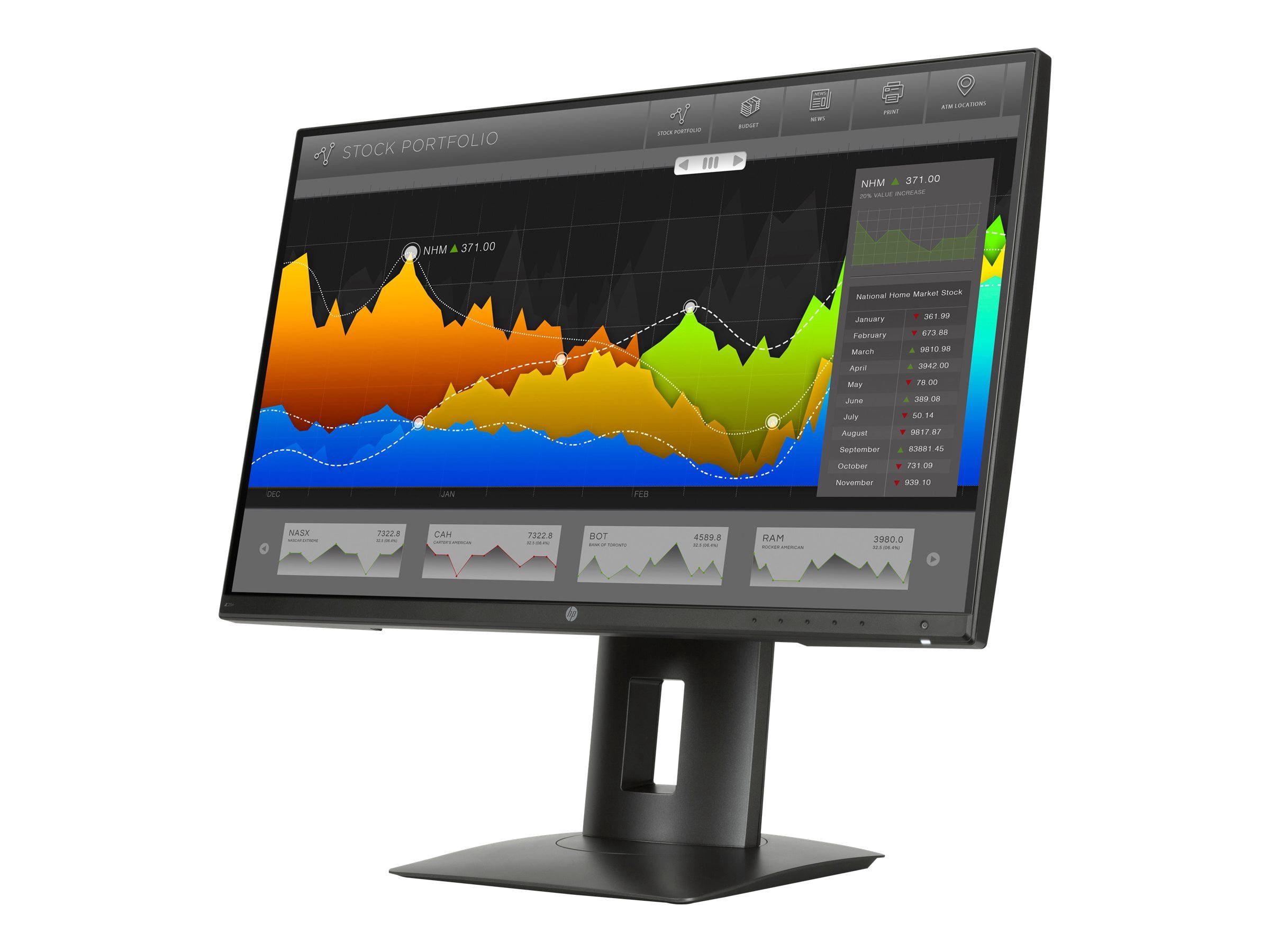 HP Z25n - LED monitor - 25" - 2560 x 1440 @ 60 Hz - IPS - 350 cd/m ...