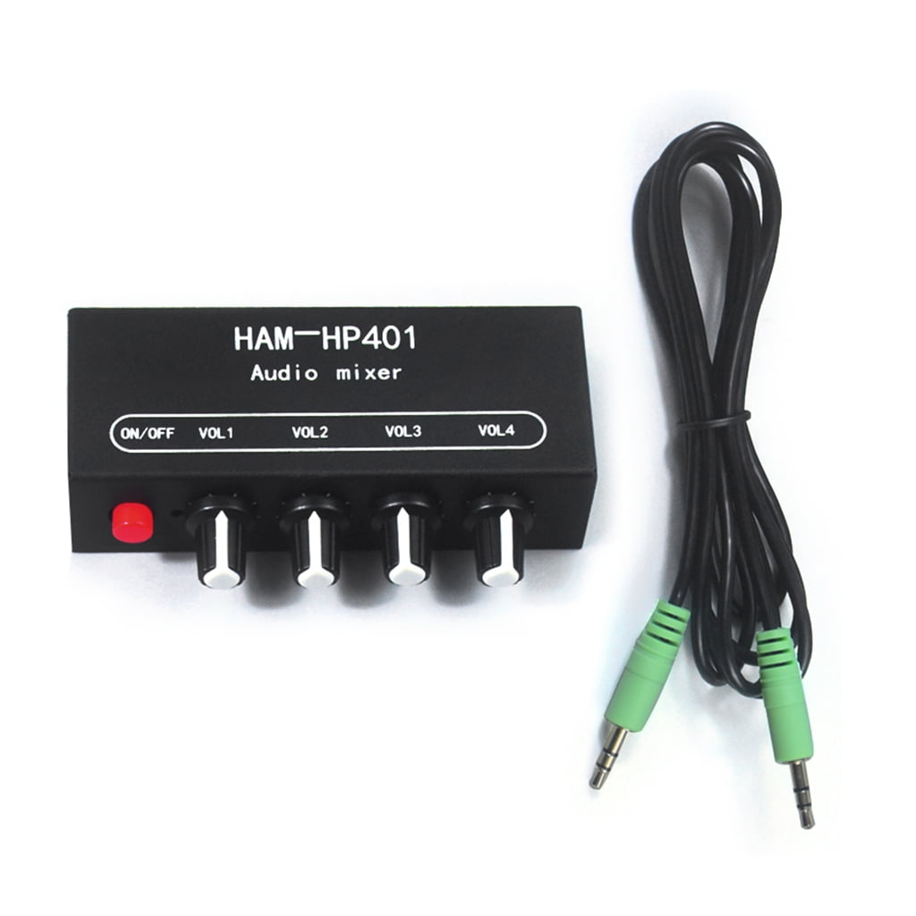 HP204 Stereo Headphones Amplifier 4 Input 1 Output Auditory Mixed ...