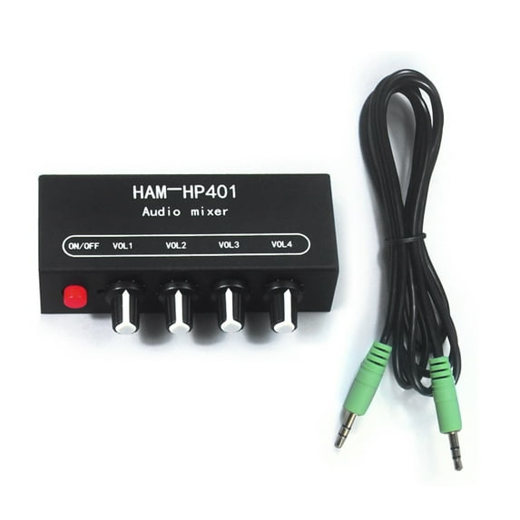 HP204 Stereo Headphones Amplifier 4 Input 1 Output Auditory Mixed ...