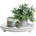 HPC Decor 12in Round Wood Tray - White, Distressed, Farmhouse Rustic ...