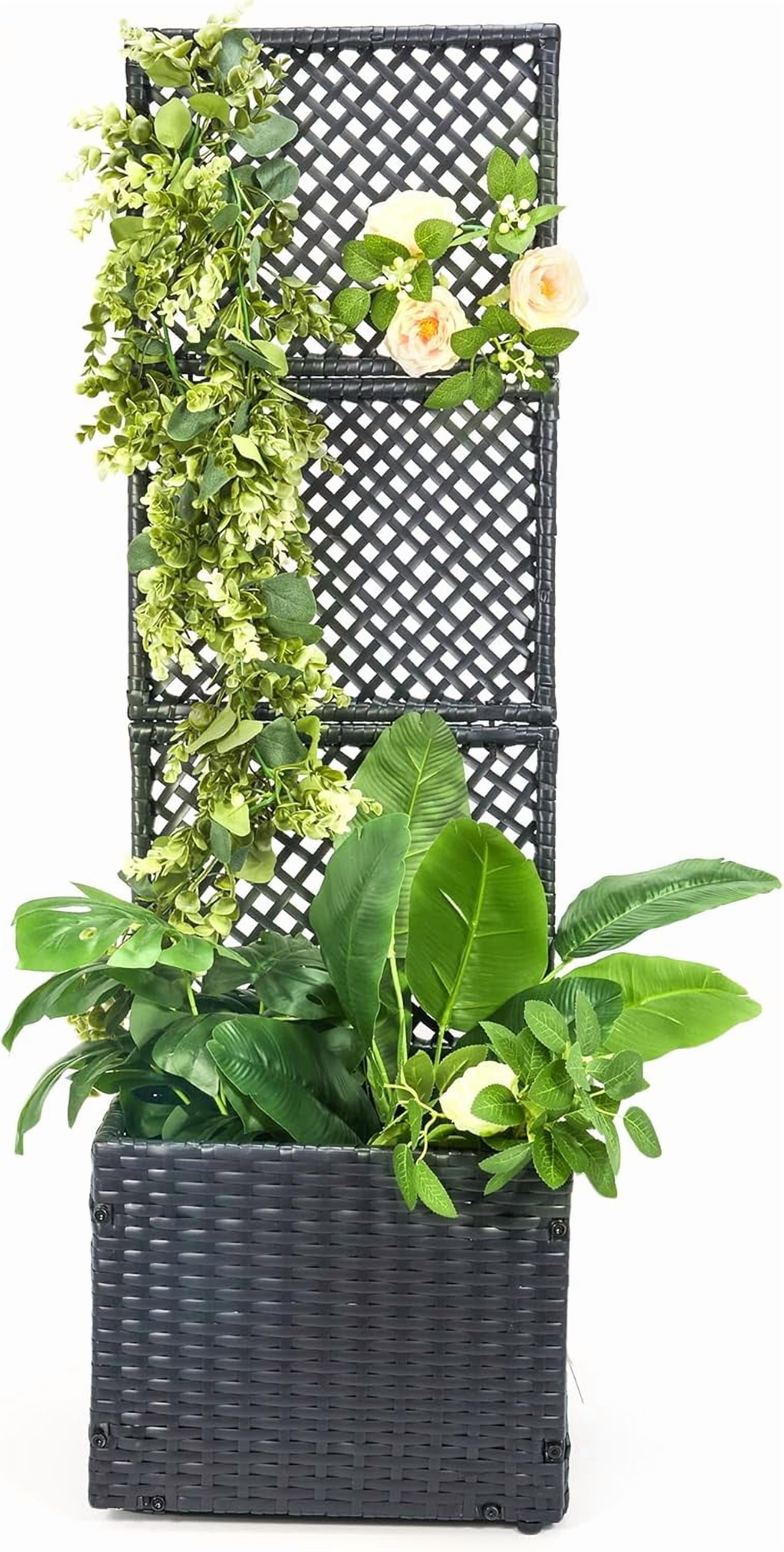 HPC Decor 46" Planter Box with Trellis- Outdoor Raised Garden Bed with ...