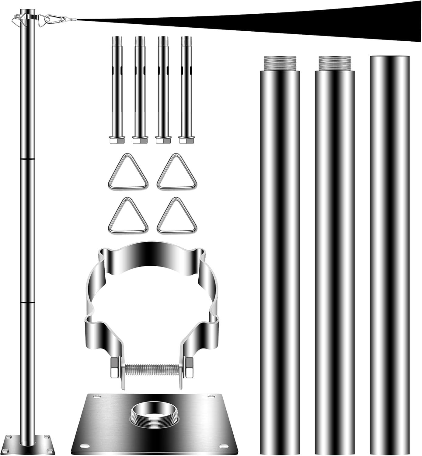 HPC Decor Shade Sail Poles,8ft Heavy Duty Sun Sail Poles for Shade Sail ...