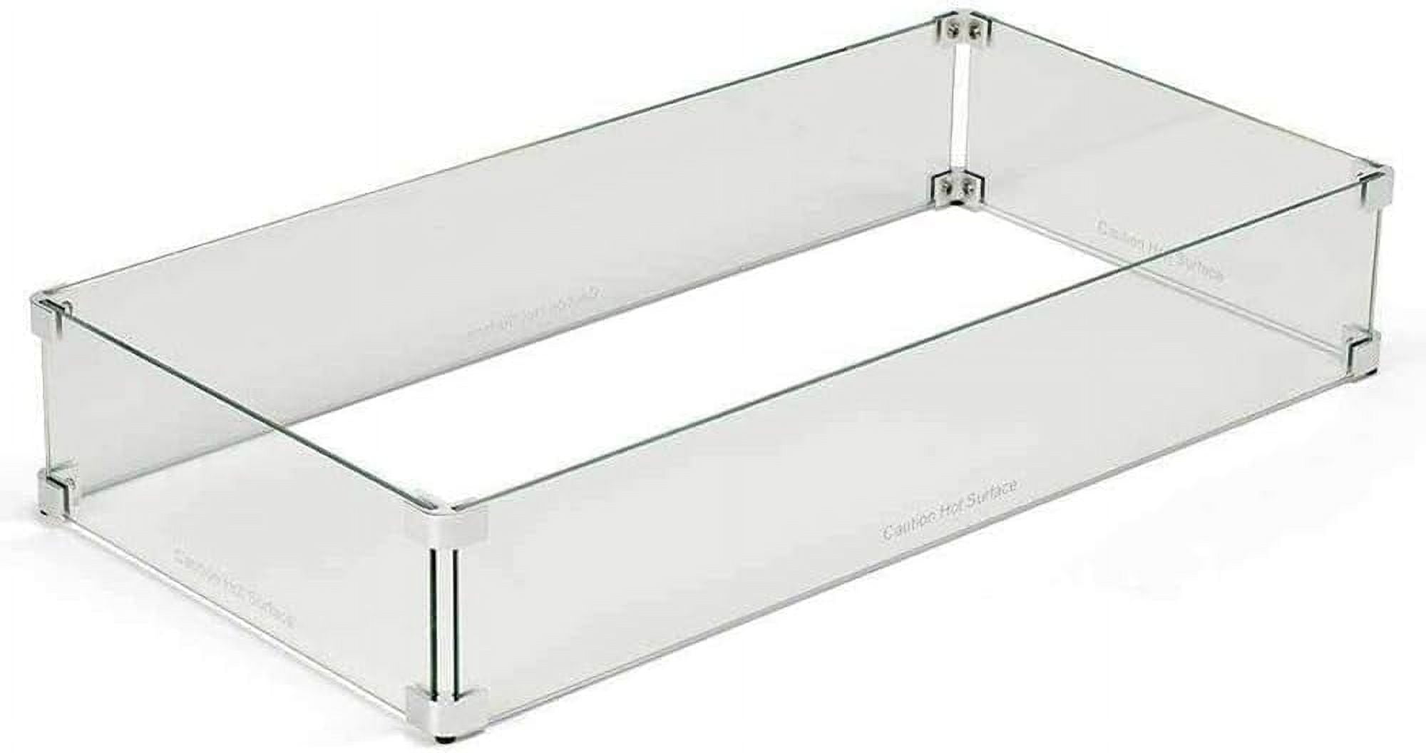 HPC Fire Rectangle Fire Pit Glass Wind Guard (WG31X15-L), 31x15-Inch ...