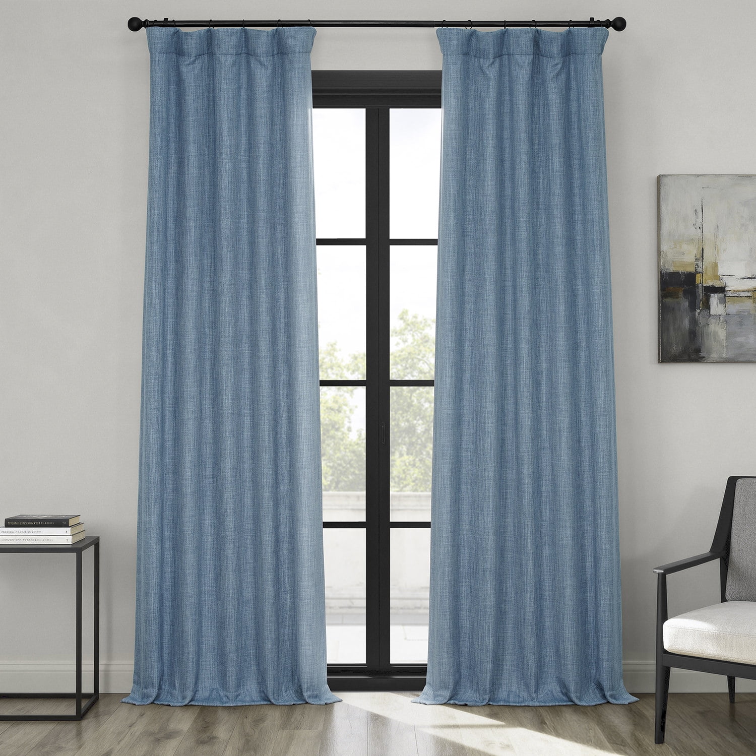HPD Half Price Drapes Denim Faux Linen Room Darkening Curtains for ...