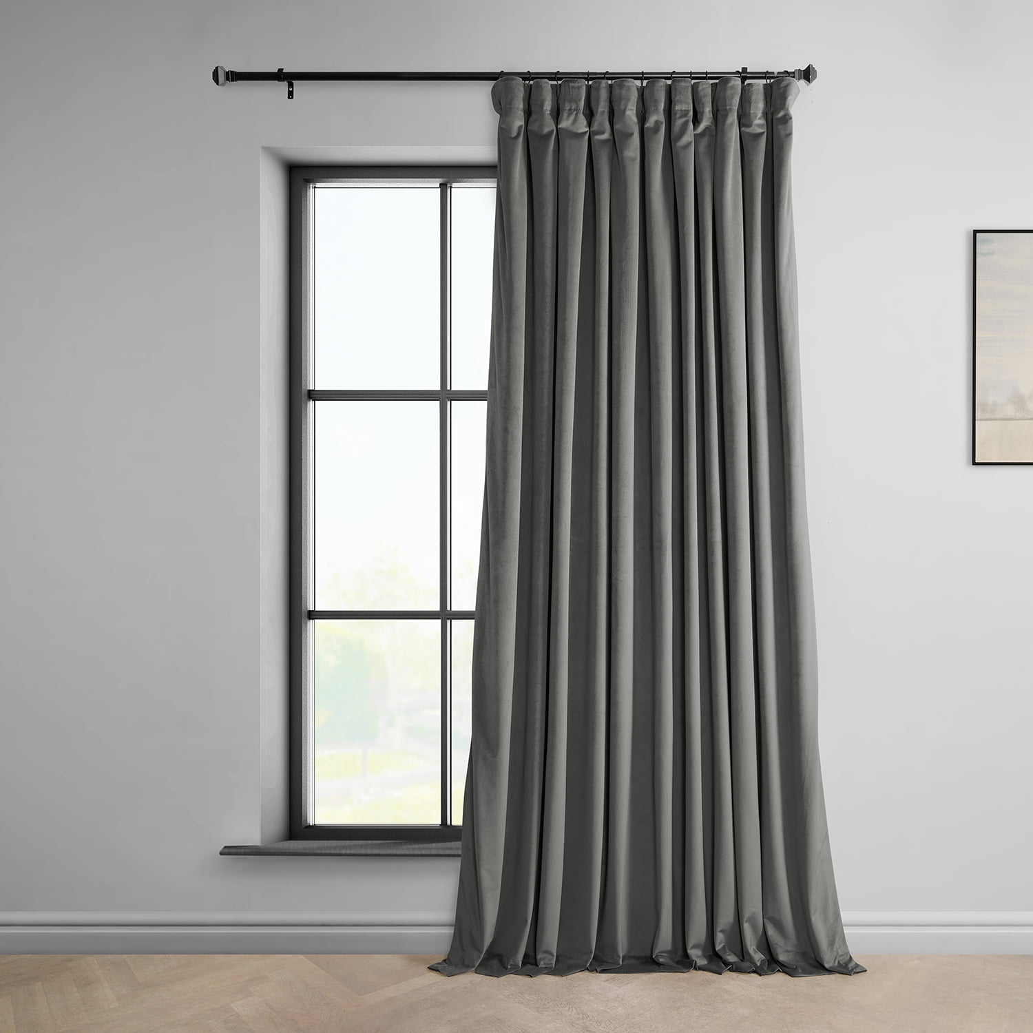 HPD Half Price Drapes Destiny Grey Heritage Plush Velvet Room Darkening ...