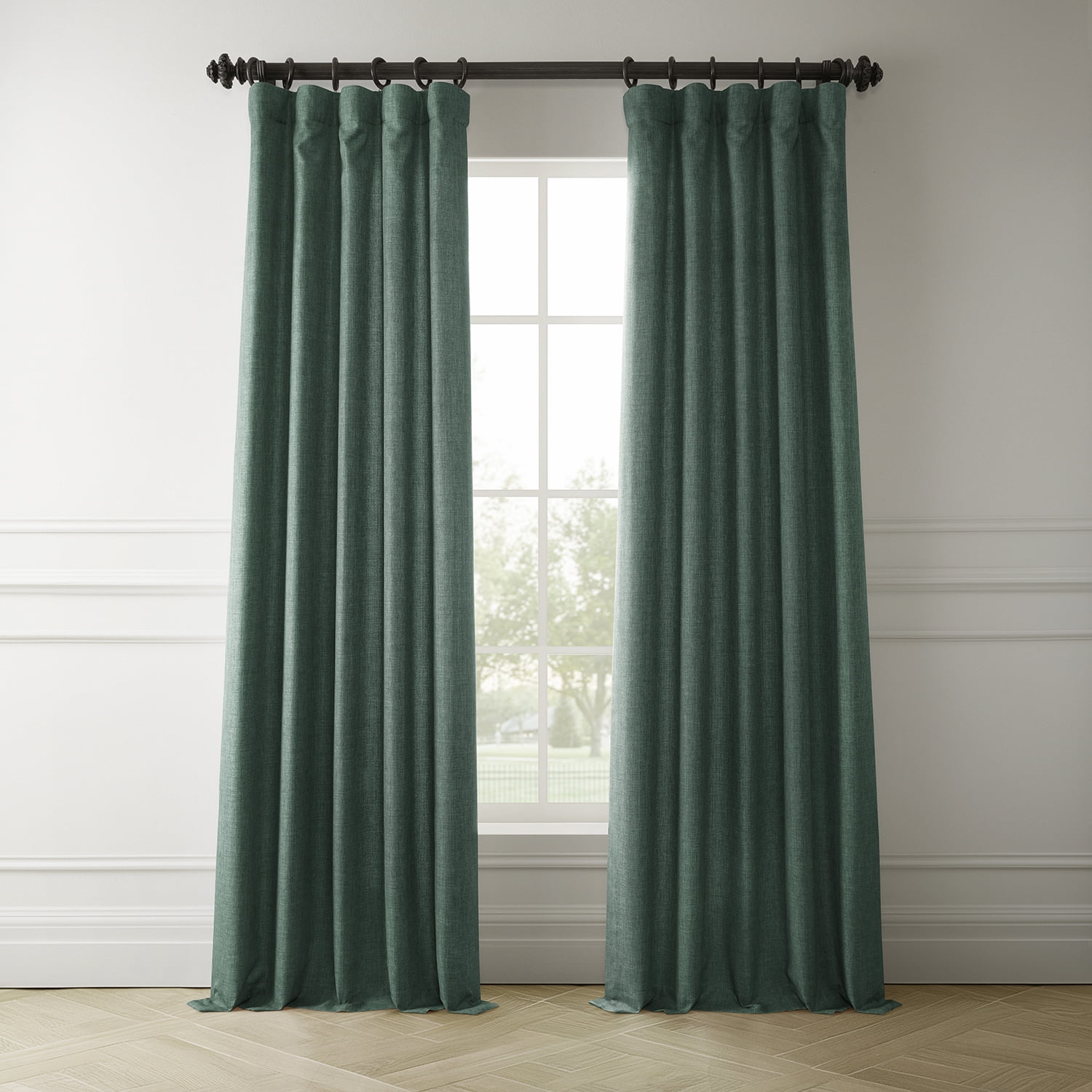 HPD Half Price Drapes Empire Green Italian Faux Linen Room Darkening ...