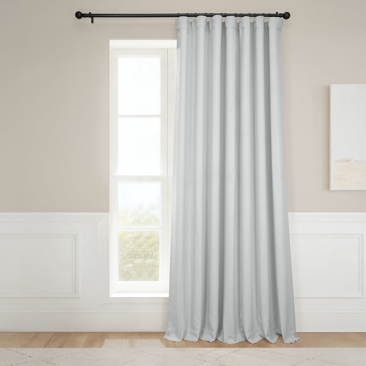 HPD Half Price Drapes Oyster Mist Extra Wide Faux Linen Room Darkening ...