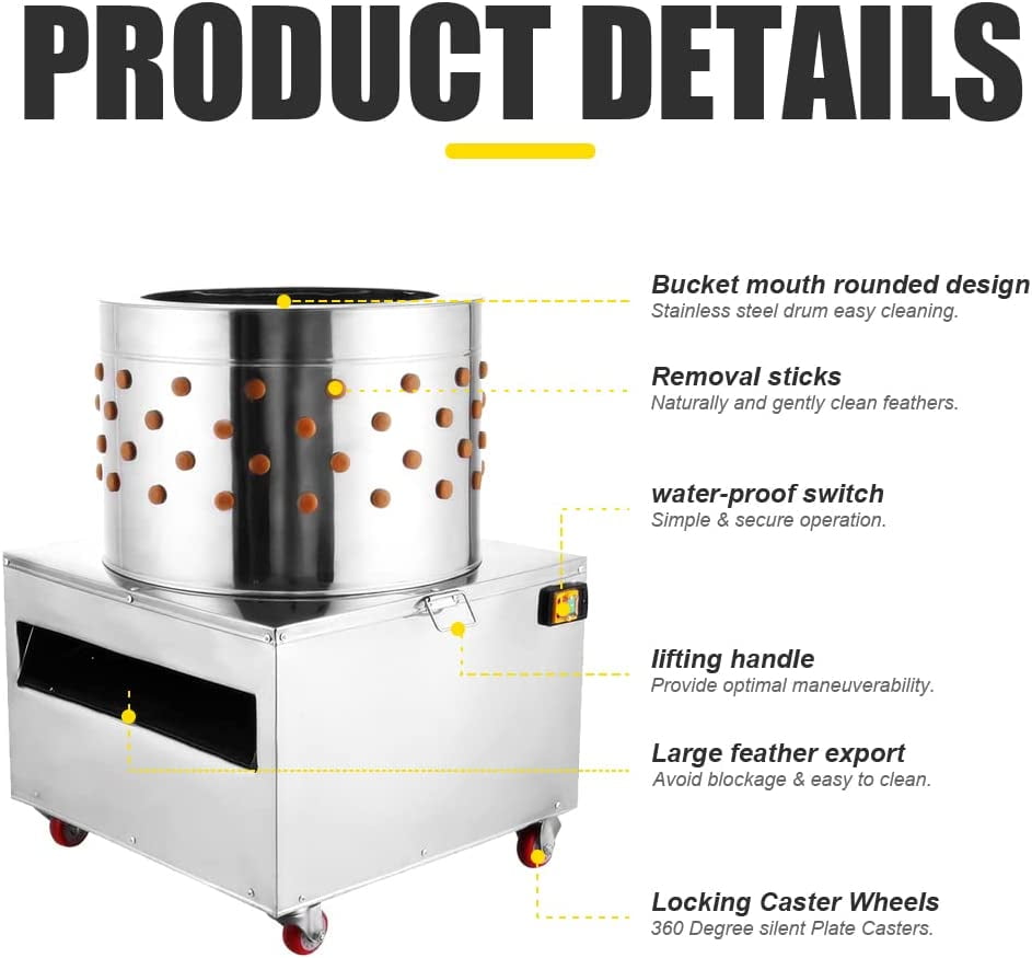 HPDAVV 20'' Stainless Steel Chicken Plucker Machine, Plucking Machine ...