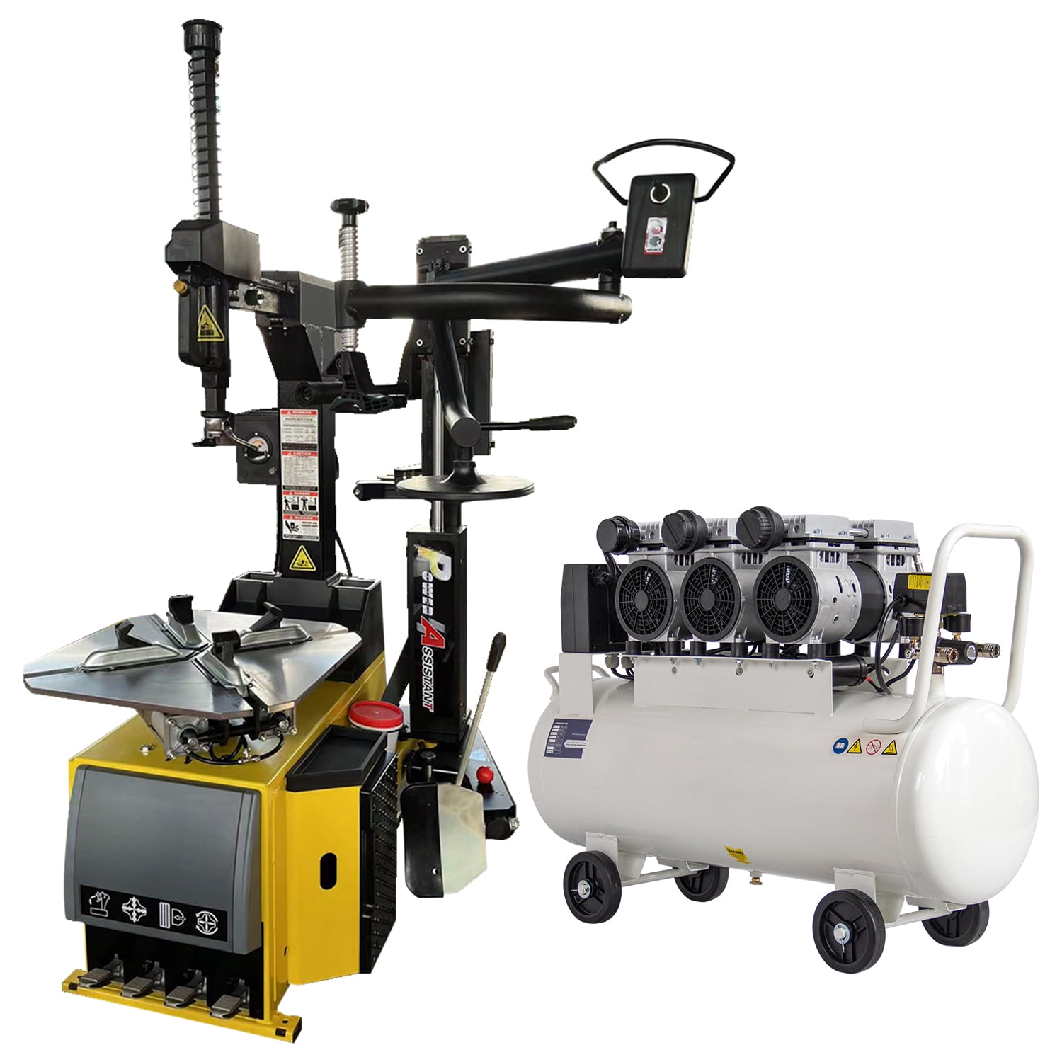 HPDAVV 24'' Rim 1.5HP Tire Changer w/Assist Arm and 3HP Oil-free Air ...