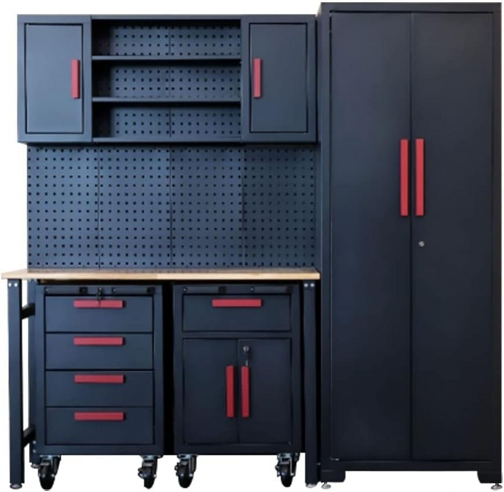 HPDAVV 6-Pcs Workshop Cabinet Set in Black with Workbench - Perfect for ...