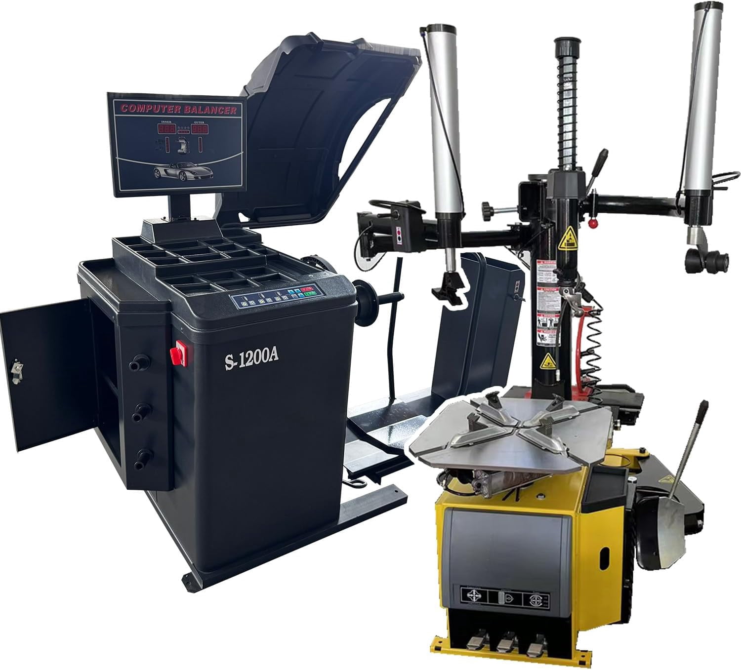 HPDAVV 882 Tire Changer & S-1200A Wheel Balancer Combo, 110V Tire ...