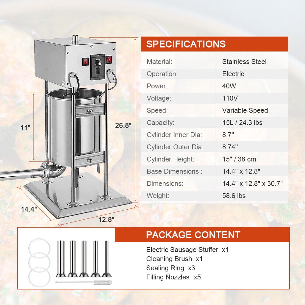 HPDAVV Electric Sausage Maker Sausage Stuffer 15LMeat Filler Machine ...