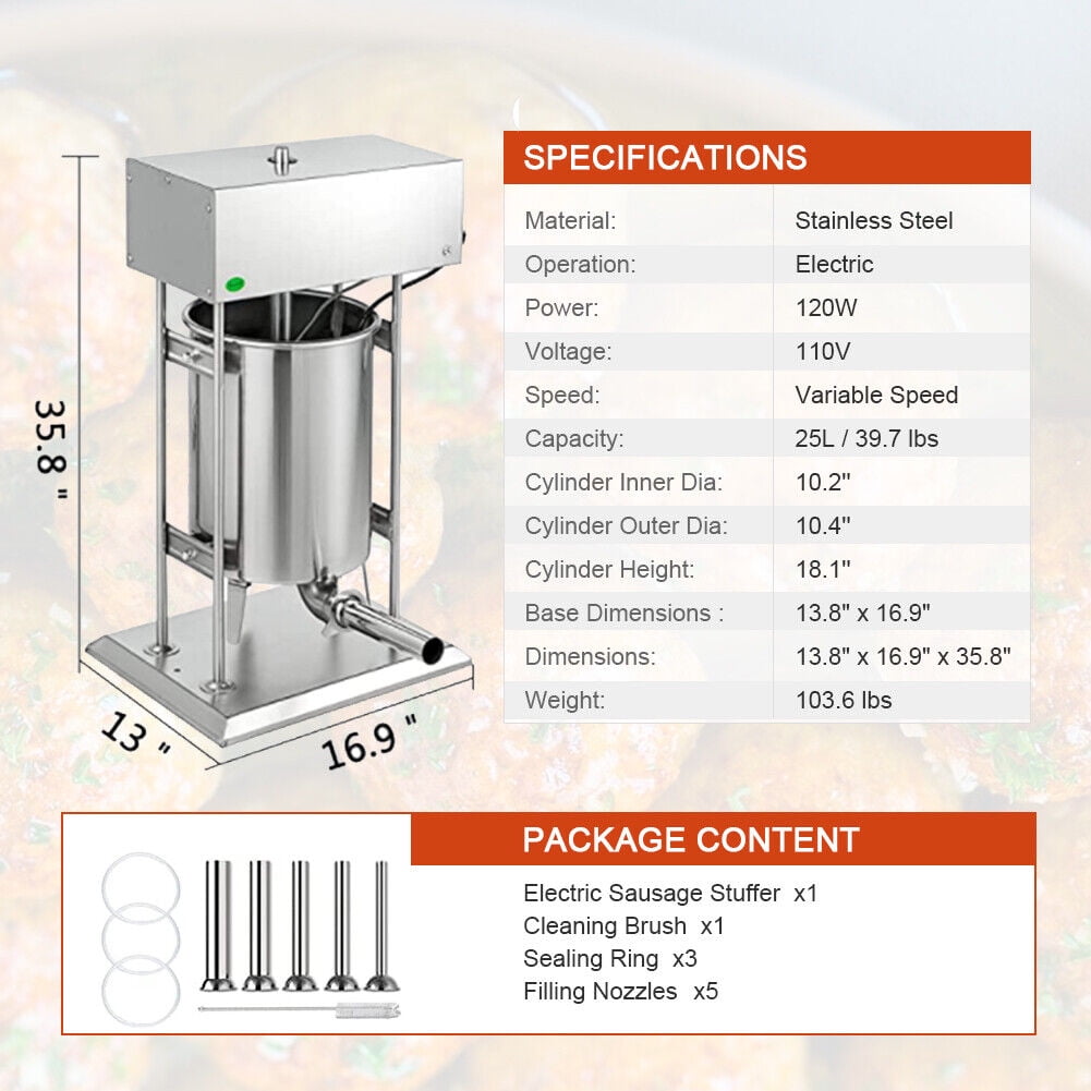 HPDAVV Electric Sausage Maker, Vertical Sausage Stuffer, 25L Capacity ...