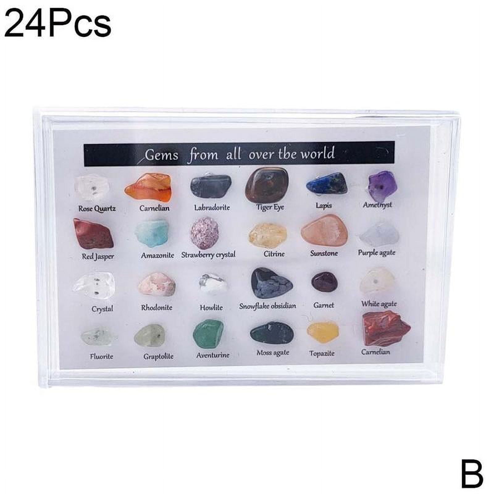 HPDL 1524 pcs Rock Gems In Collection Box Crystal Natural Mineral Gift ...