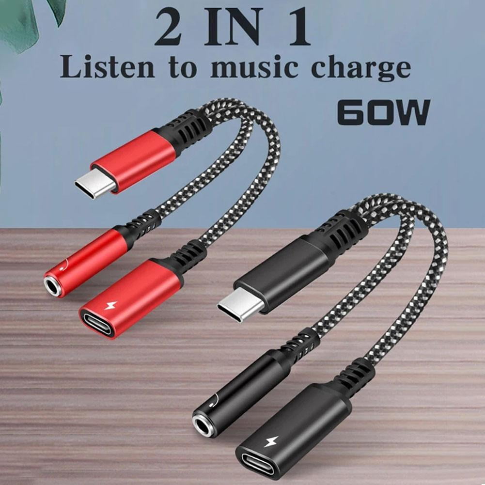HPDL 2 IN 1 Headphone 3.5mm Jack USB Type C Splitter to Dual USB C ...
