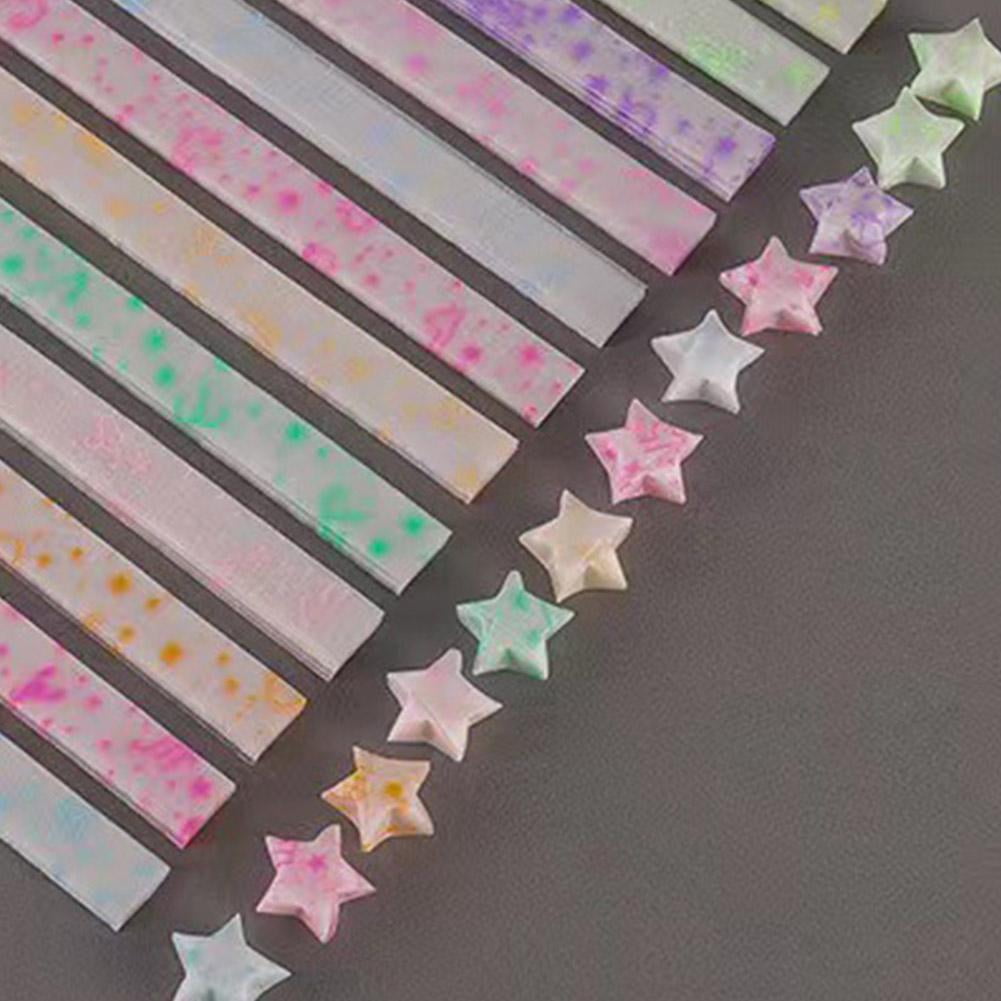HPDL 210 Sheets Luminous Origami Stars Paper 10 Colors Strips Decor ...