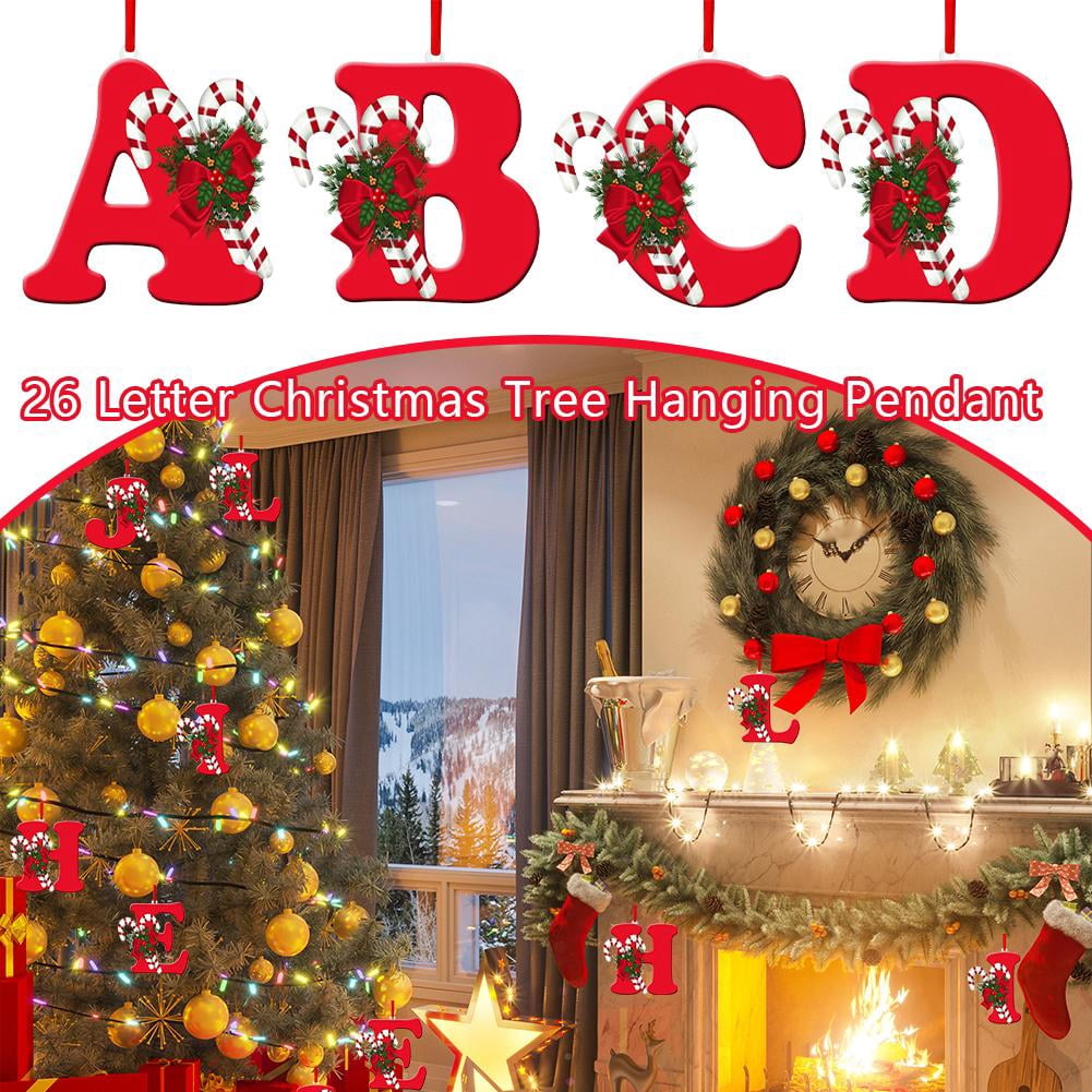 Clerance! 26 Letter Christmas Tree Hanging Pendant Christmas Letters A ...