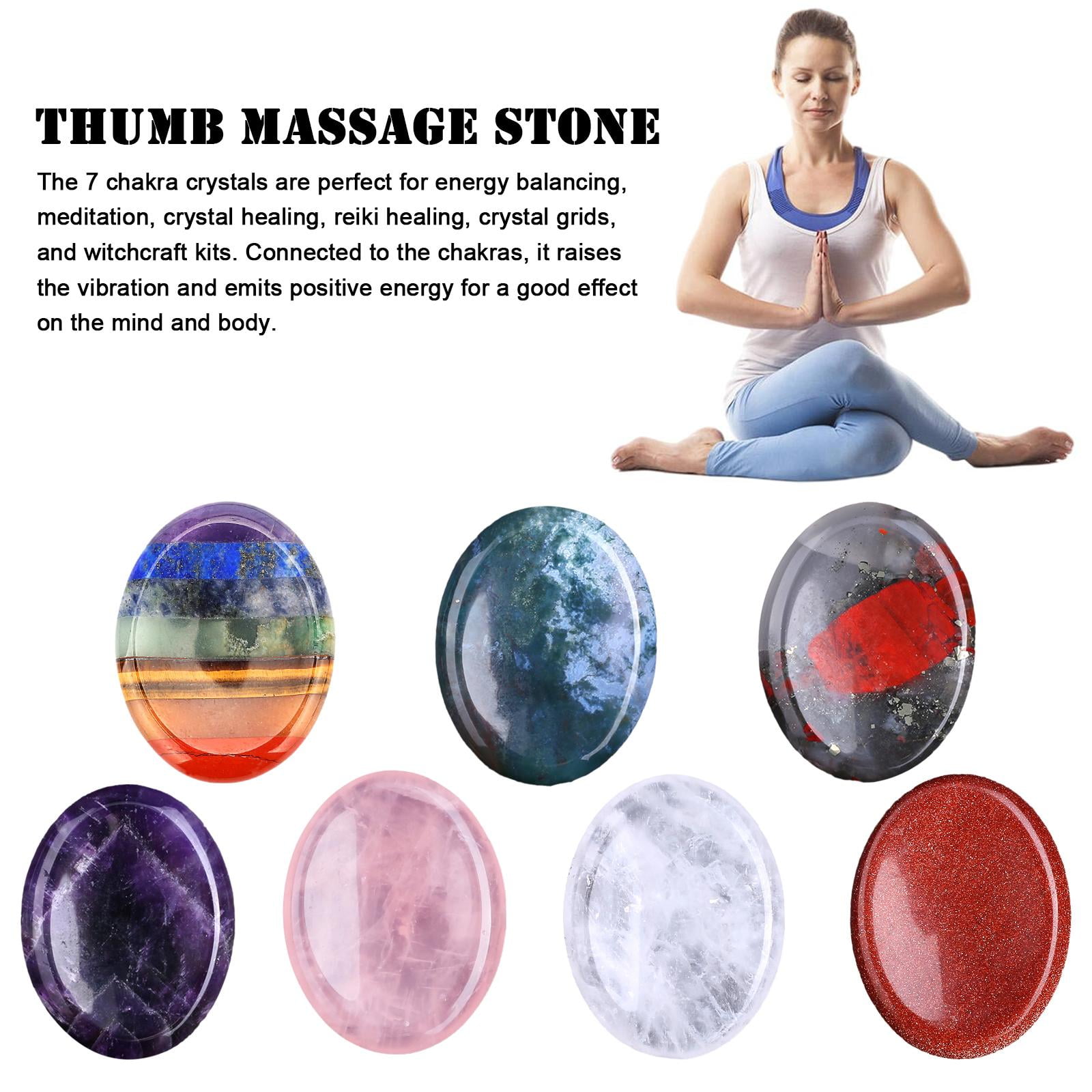 HPDL 7 Chakra Worry Thumb Stone Gemstone Reiki Antianxiety Crystal 1 x ...