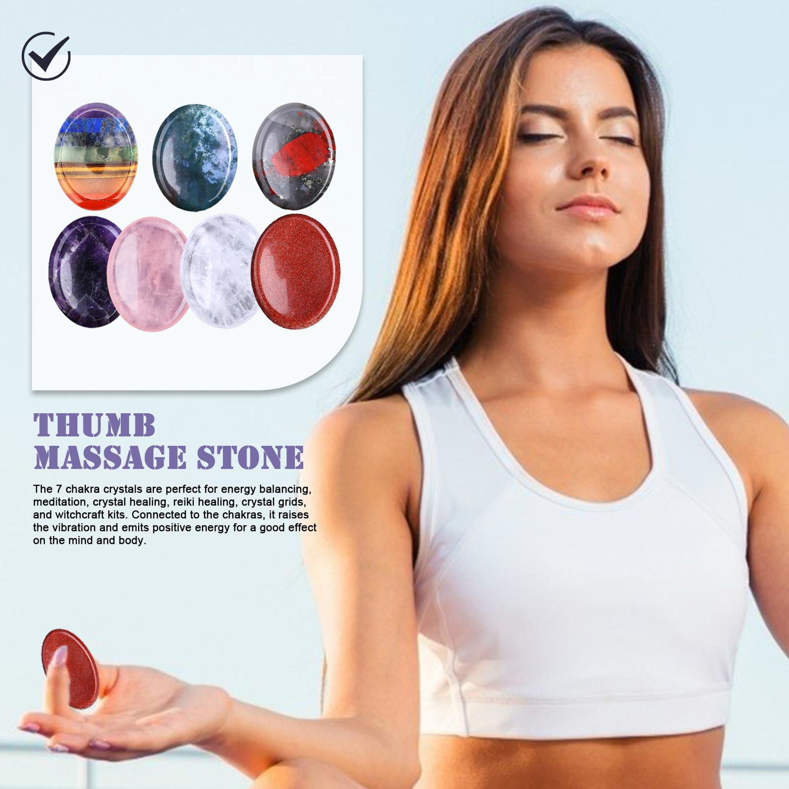 HPDL 7 Chakra Worry Thumb Stone Gemstone Reiki Antianxiety Crystal ...