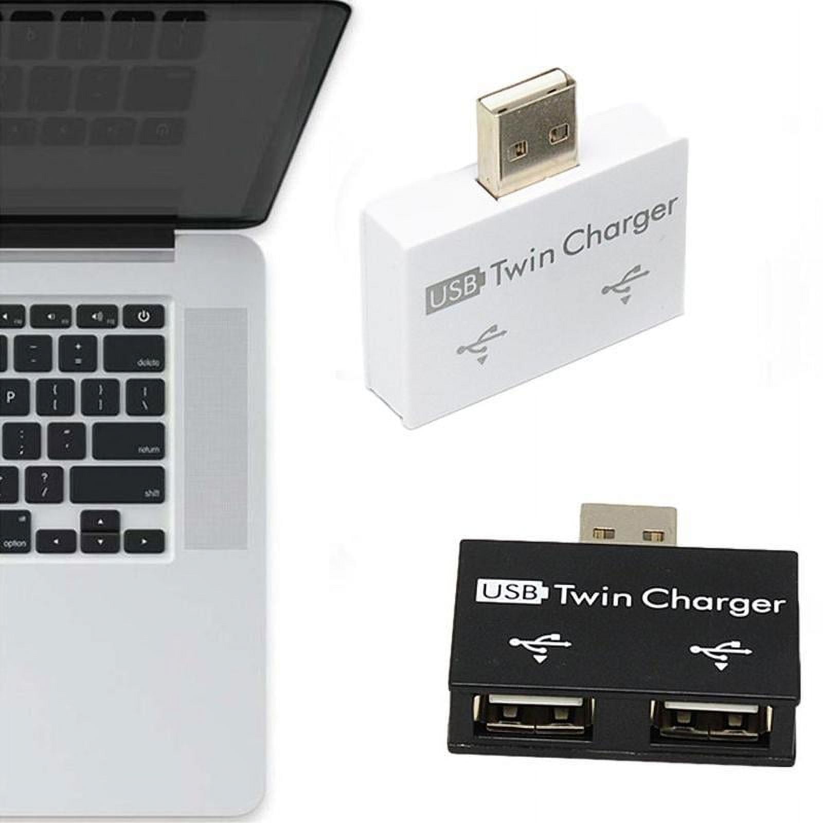 HPDL Black USB one to two charging data interface splitter dual port ...