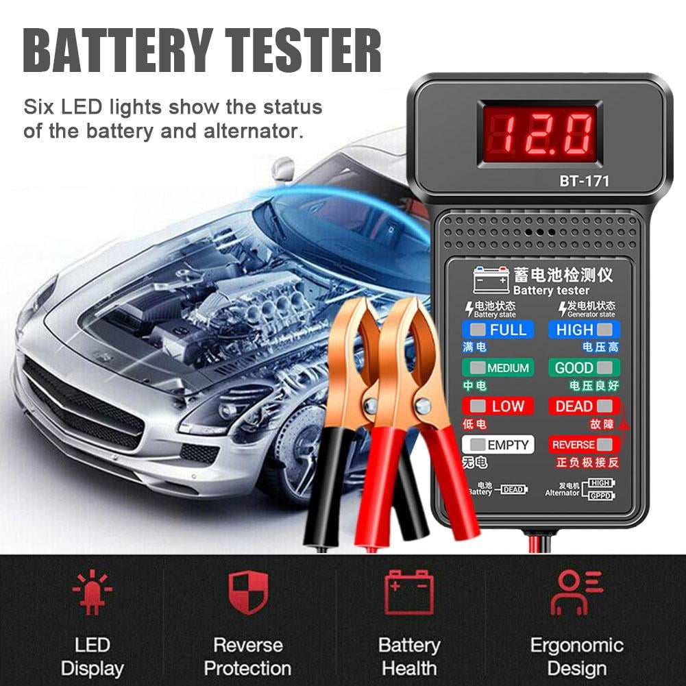 HPDL Car Battery Tester LCD Digital Battery Analyzer 12V Charging Load ...