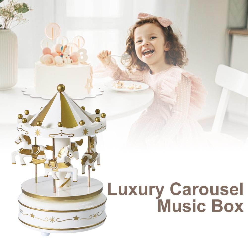 HPDL Carousel Music Box for Kids4Horse Rotating Windup Music BoxClassic ...