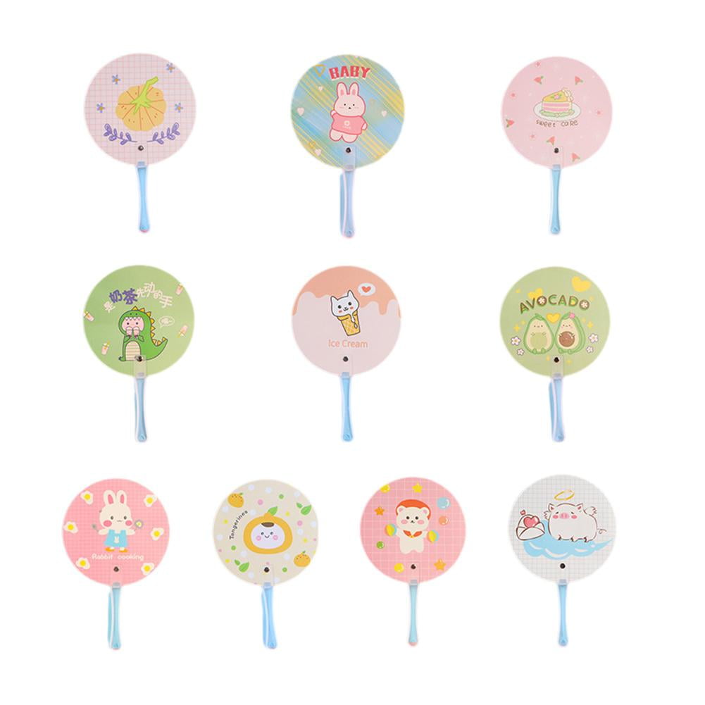 HPDL Cute Plastic Round Fan Handheld Round Fold Fans Pocket Fan Hand ...
