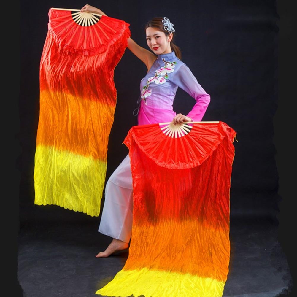 HPDL Dance Fire Flag Long Silk Fans Bamboo Veils Handmade Praise ...