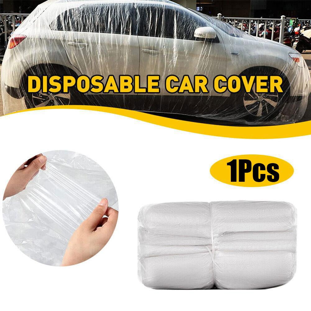 HPDL Disposable Clear Plastic Temporary Car Cover Rain Dust Universal ...