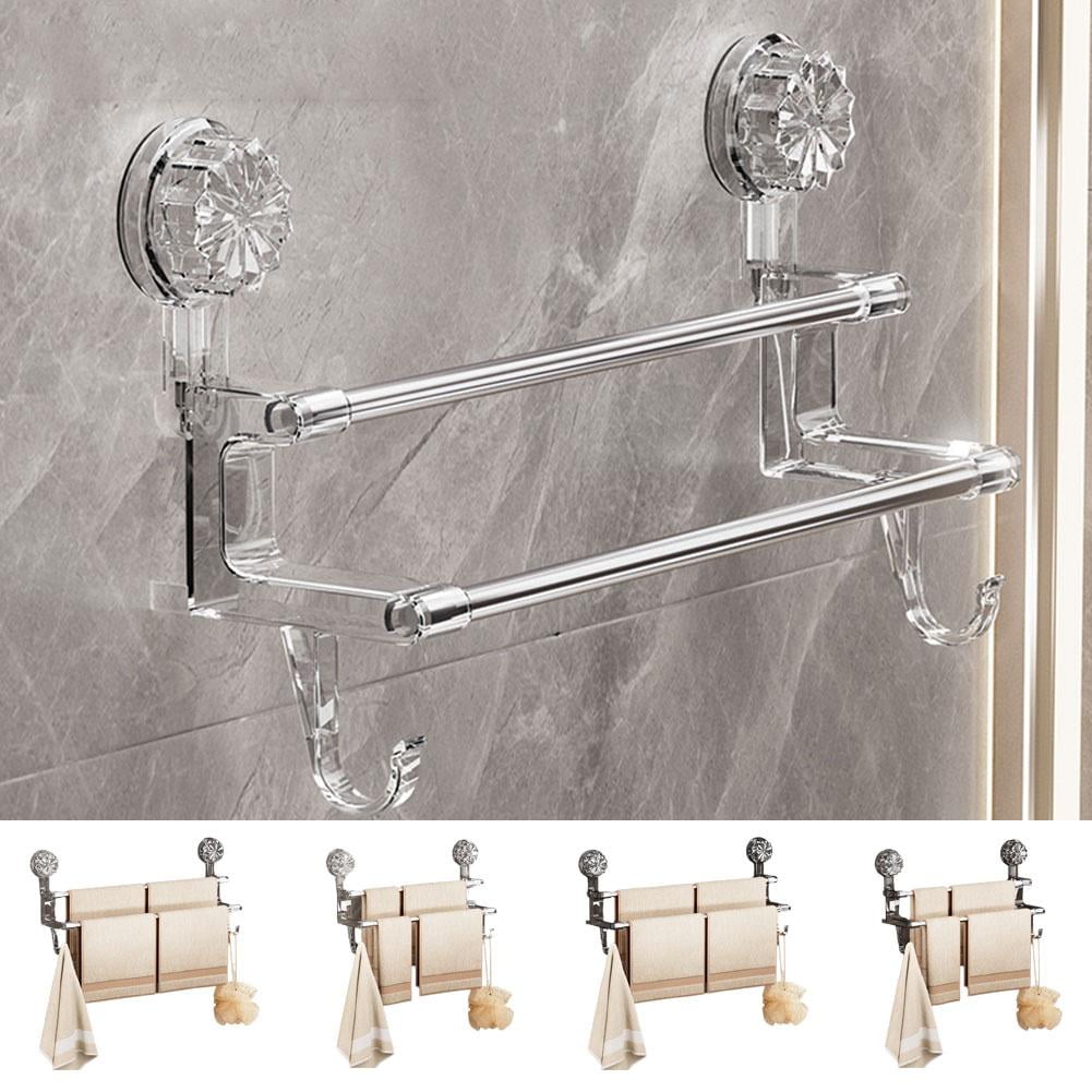 HPDL Double Suction Cup Towel Rack Household Bathroom Towel Storage ...