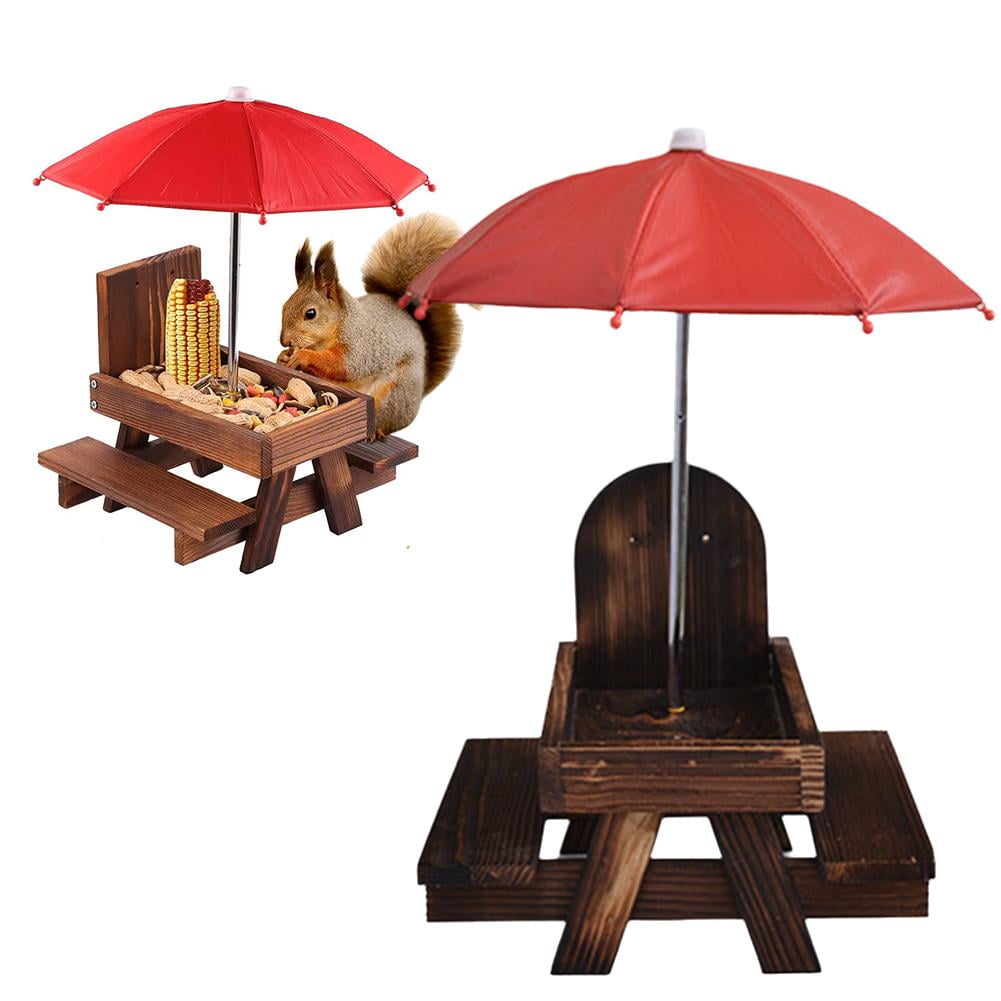 HPDL Fun Squirrel Wooden Squirrel Feeder Small Dining Table Outdoor Garden Pet Fee - Walmart.com