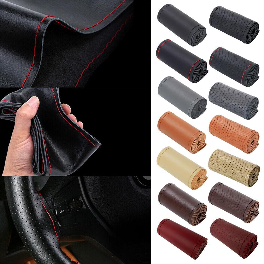 HPDL Genuine Leather Car Steering Wheel Cover DIY Stitch On For 15 ...