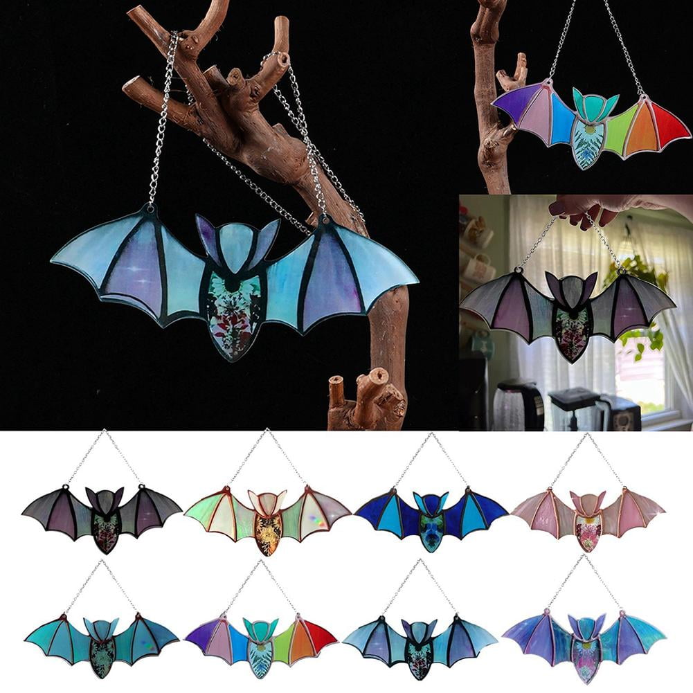 HPDL KKwercv Halloween Bat Stained Glass Suncatcher Halloween ...
