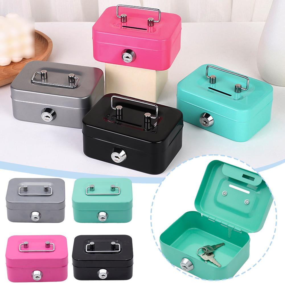 HPDL Money Bank CASH Deposit BOX Steel Tin Security Safe Petty Key Lockable Metal HOT - Walmart.com