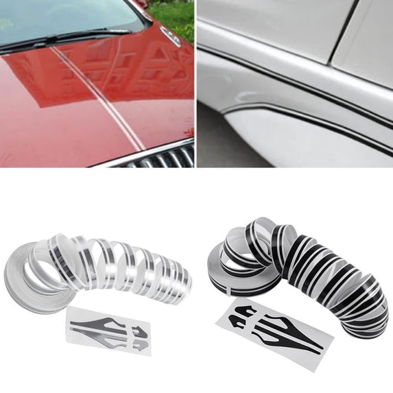 HPDL NEW Silver Vinyl Pin Stripe Tape for Car Decals Double Line Design ...