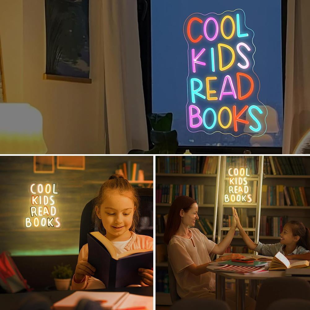 HPDL Neon Sign for Classroom Cool Kids Read Books Neon Sign 3D Wall Art ...