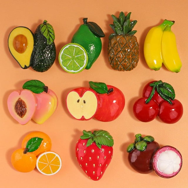 HPDL New Resin Fruits Fridge Magnets Creative 3D Fruit Magnets ...