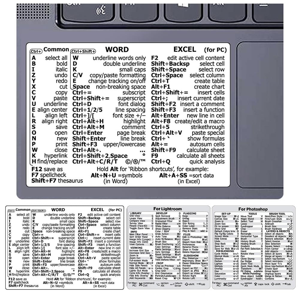 HPDL PC Keyboard Reference Sticker Adhesive Shortcuts for Efficient ...
